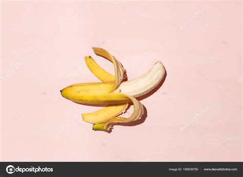 Sweet Juicy Opened Banana On Pink Table Sexual Life Libido And Potency