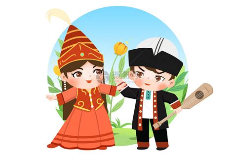 56个民族柯尔克孜族插画图片下载 正版图片402470760 摄图网