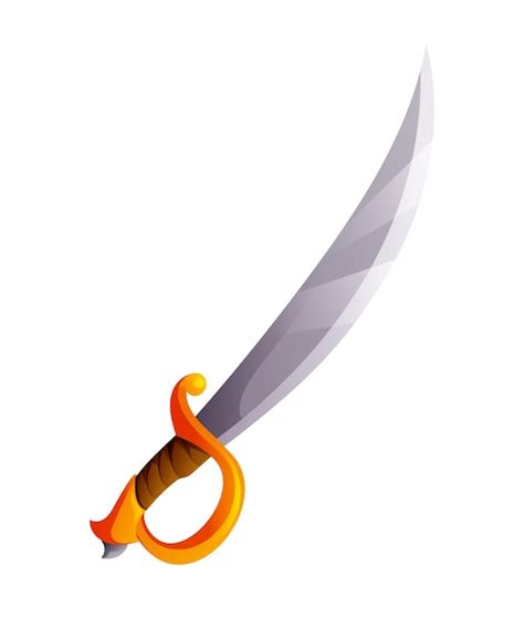 Premium Vector Pirate Sword Cartoon Illustration Isolated On White