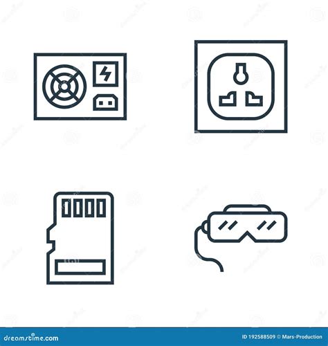 Virtual Hardware Line Icons Collection Simulation Emulation Virtualization Cloud Hypervisor