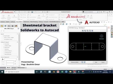 فیلم آموزشی براکت ورقه ای Solidworks به Autocad Sheetmetal Flatten Sldprt To Dxf Solidworks Dxf