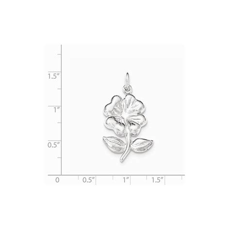 925 Sterling Silver Solid Open Back Polished Flower Stem With Leaves