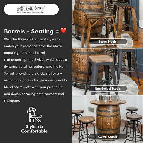 Standard Whiskey Barrel Pub Table W 36 Or 48 Table Top Mystic Barrels