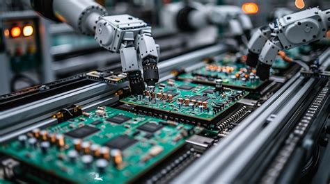 Hightech Electronics Manufacturing Facility Premium Ai Generated Image