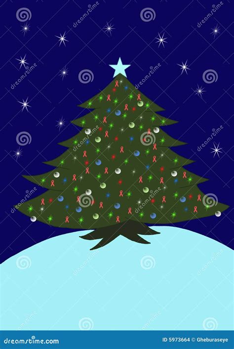 Colorful Christmas Tree Decorated With Aids Ribbon Stock Illustration