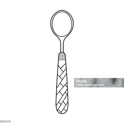 손으로 그린 아이 그림 만화 벡터 일러스트 꼰 손잡이 숟가락 낙서 스타일로 고립 구멍에 대한 스톡 벡터 아트 및 기타 이미지 구멍 도마 요리 도구 디자인 Istock