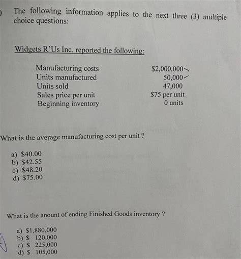 Solved The Following Information Applies To The Next Three