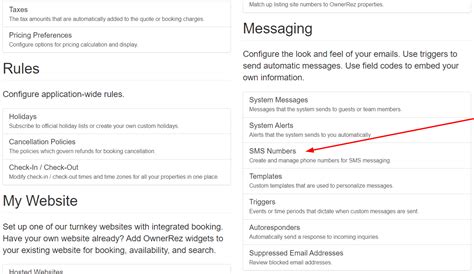 Setup Configuration SMS Messaging Messaging Support OwnerRez