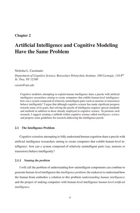 Artificial Intelligence And Cognitive Modeling Have The Same Problem Chapter2 Pdf