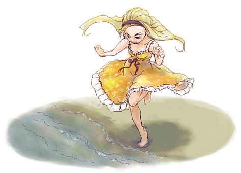 Safebooru 1girl Barefoot Beach Blonde Hair Collarbone Dorothy