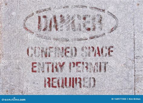 Old Weathered Danger Confined Space Entry Permit Required Warning Sign