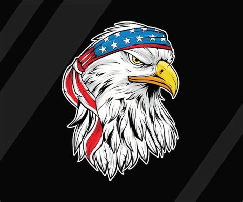 Premium Vector American Bald Eagle With Bandana Flag