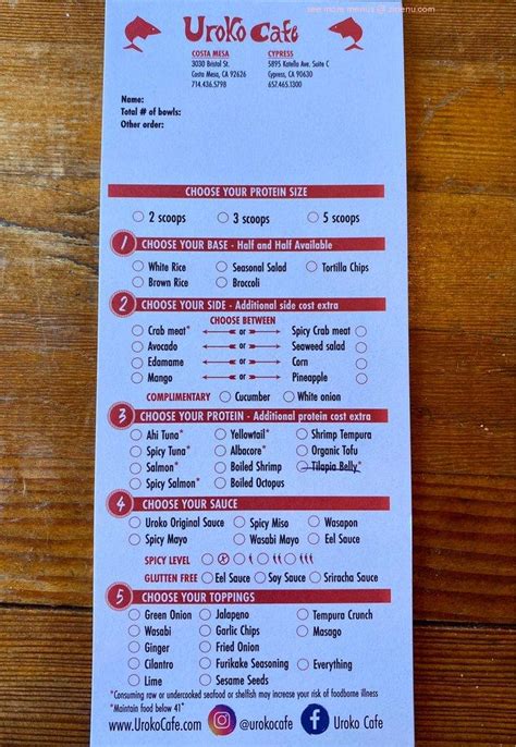 Online Menu Of Uroko Cafe Restaurant Costa Mesa California 92626 Zmenu