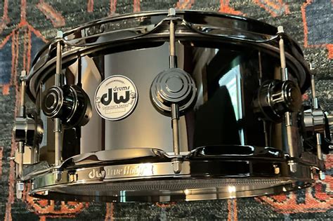 Dw Collectors Black Nickel Over Brass Snare Drum 14x55 Black Reverb