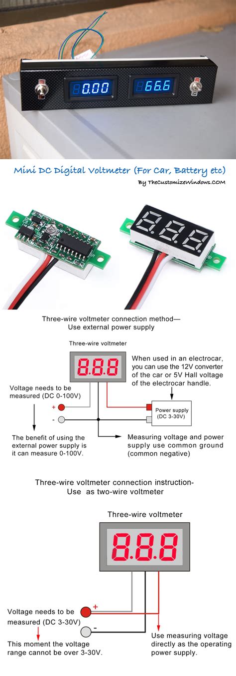 Mini Dc Digital Voltmeter For Car Battery Etc