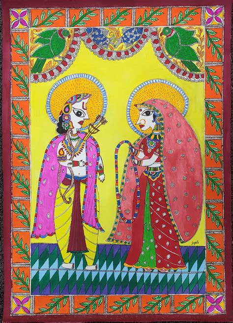 Buy Madhubani Sita And Ram Canvas Art Print By Jyoti Mallick Code
