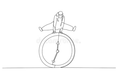 Cartoon Of Arab Businessman Employee Worker Jump Over Time Passing