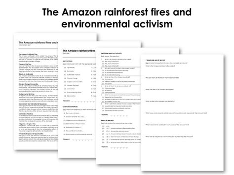 The Amazon Rainforest Fires And Environmental Activism Teaching Resources