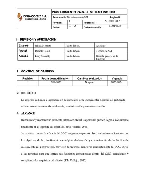 Formato De Procedimiento Pdf Calidad Comercial Business