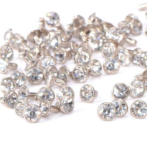 RIVET Goujons strass en cristal blanc de 7mm 100 pièces bricolage