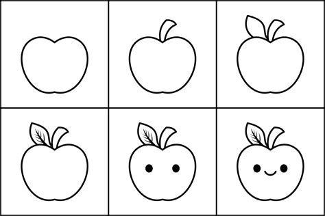 In The Playroom — How To Draw An Apple Step By Step Printable