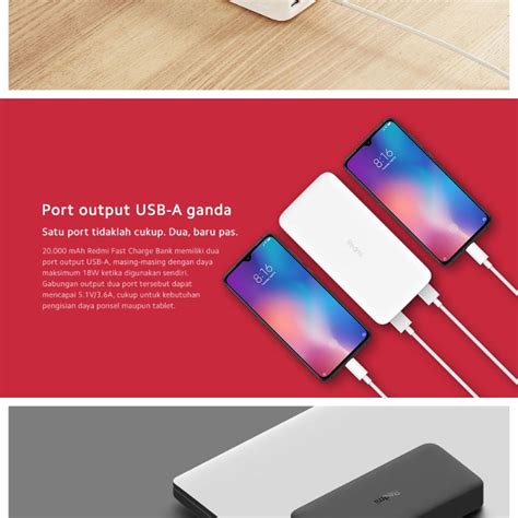 Jual Xiaomi Redmi Mah W Fast Charge Power Bank Dual Output Input Pengisian Cepat