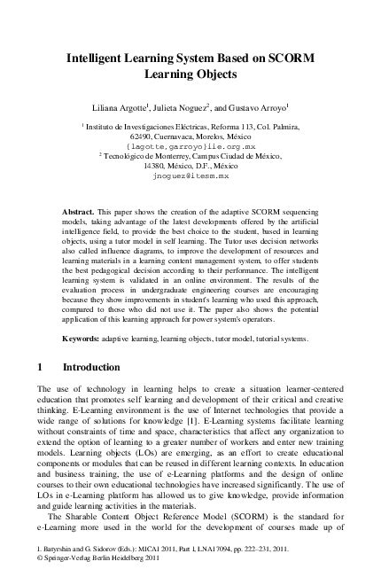 Pdf Intelligent Learning System Based On Scorm Learning Objects