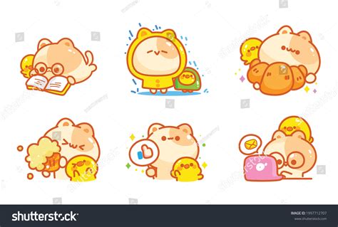 Cartoon Cat Set Different Poses Emotions Stock Vector Royalty Free