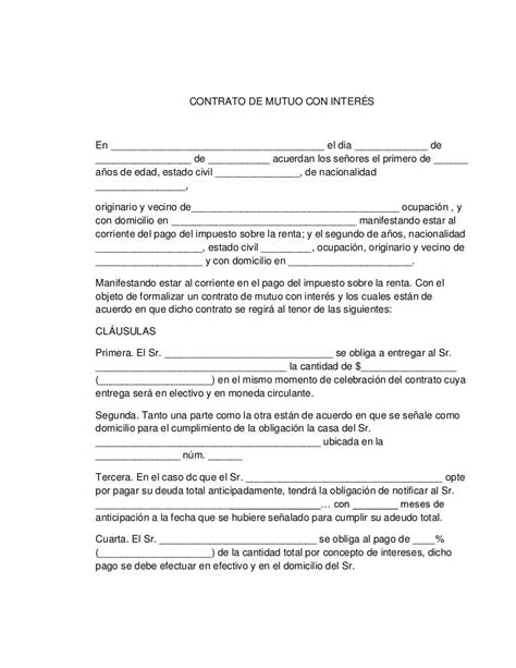 Contrato De Mutuo Ejemplo