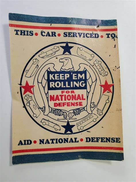 Original Wwii Window Decal This Car Serviced For National Defense No