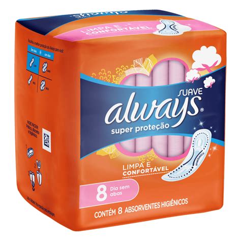 Absorvente Sem Abas Dia Suave Always Super Proteção Pacote 8 Unidades