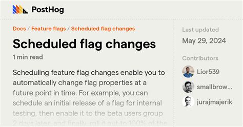 Scheduled Flag Changes Docs PostHog