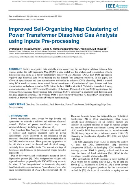Pdf Improved Self Organizing Map Clustering Of Power Transformer Dissolved Gas Analysis Using