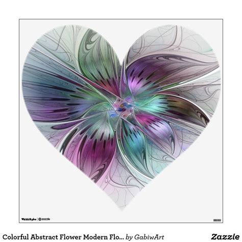 Colorful Abstract Flower Modern Floral Fractal Art Wall Decal Zazzle