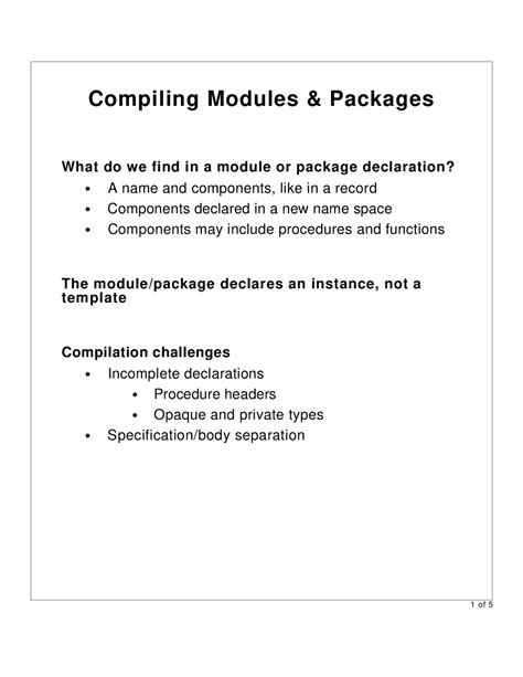 Compiling Modules And Packages Lecture Slides Cs 4240 Docsity