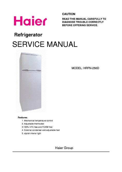 HAIER HRFN-250D REFRIGERATOR Service Manual download, schematics ...