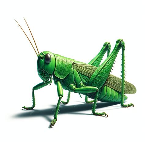 Premium Photo A Green Grasshopper On A White Background
