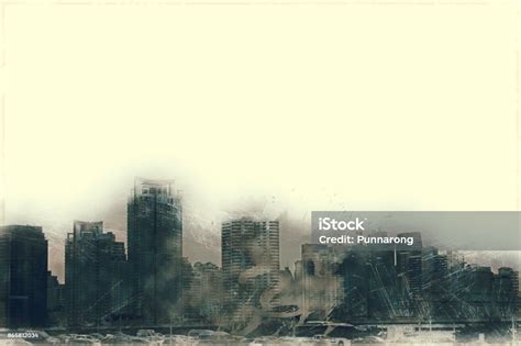 수채화 그림 배경 개요 건물 전경입니다 예술 디지털 일러스트 브러쉬에 도시입니다 갈색에 대한 스톡 사진 및 기타 이미지 갈색 건물 외관 건축 Istock