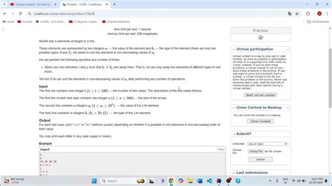 B Trouble Sort Codeforces Div2 1300 Rated Youtube