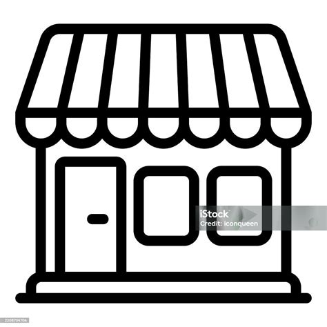 식료품 점 건물 라인 아이콘 당신이 원하는 것을 먹는다 개념 벡터 그래픽입니다 흰색 배경에 시장 집 기호 스타일 모바일 또는 디자인 거리에 대한 스톡 벡터 아트 및 기타