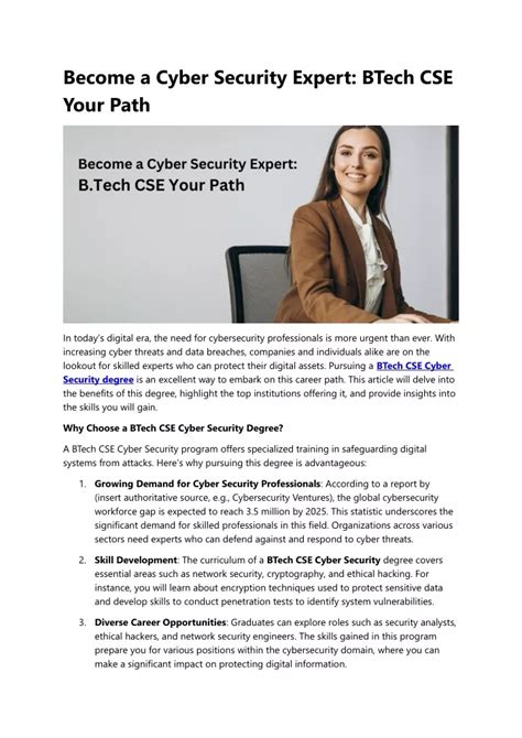 Ppt Become A Cyber Security Expert Btech Cse Your Path Powerpoint Presentation Id13607537