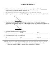 DEMAND WORKSHEET Doc DEMAND WORKSHEET The Law Of Demand States When The Price