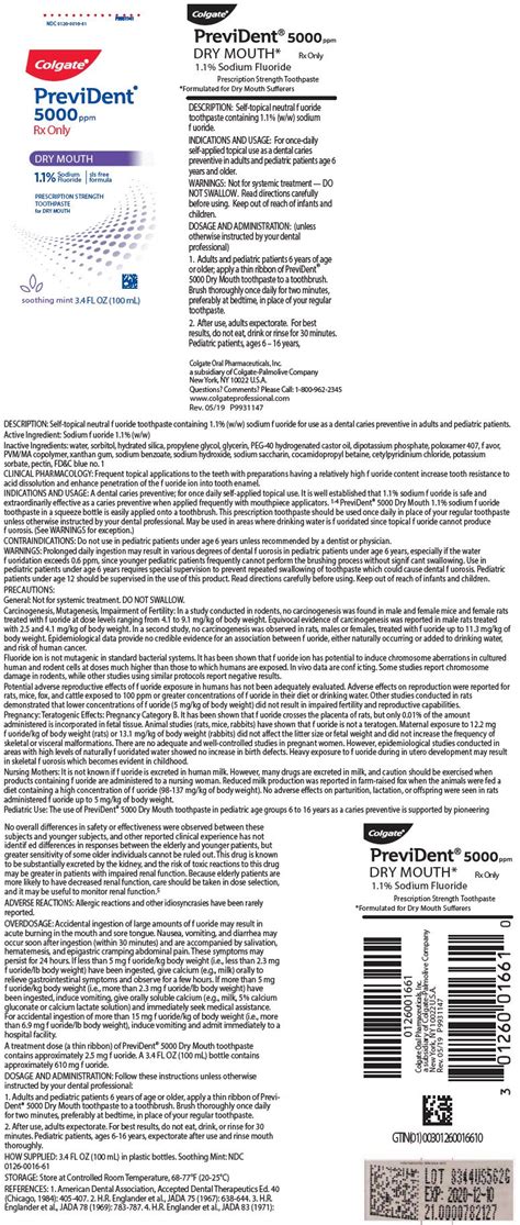 Prevident 5000 Dry Mouth Package Insert Prescribing Info