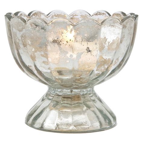 Vintage Mercury Glass Candle Holder 3 Suzanne Design Sundae Cup