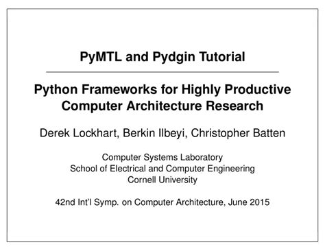 Ppt Pymtl And Pydgin Tutorial Python Frameworks For Highly
