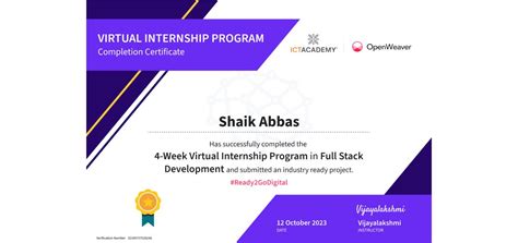 Shaik Abbas On Linkedin Virtual Internship Program Full Stack