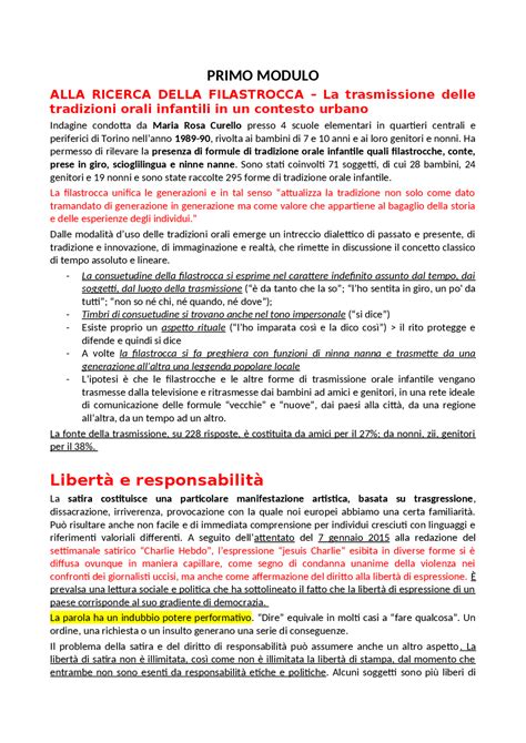 Riassunto Articoli Primo Modulo Docsity