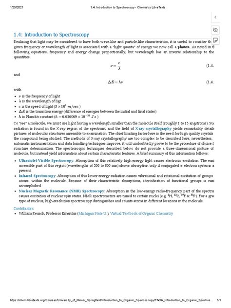 14 Introduction To Spectroscopy Chemistry Libretexts Pdf