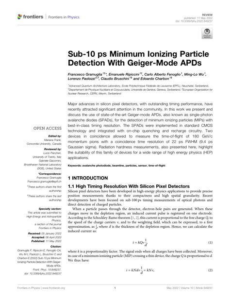 Pdf Sub 10 Ps Minimum Ionizing Particle Detection With Geiger Mode Apds