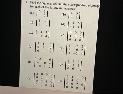 solved 1 find the eigenvalues and the corresponding eigen